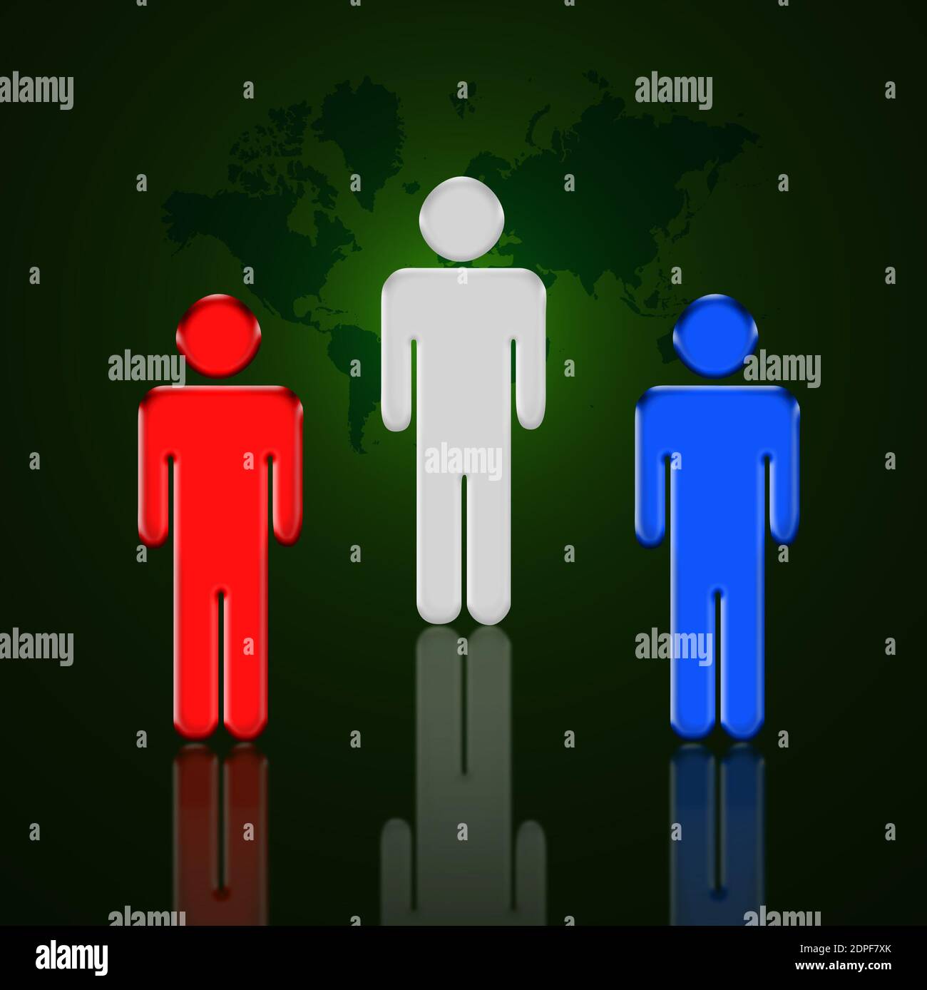 Multicolored men. World map background Stock Photo - Alamy
