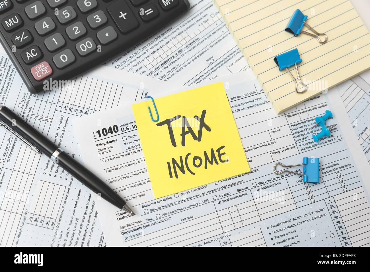 Tax income concept. US tax form, tax refund concept Stock Photo - Alamy