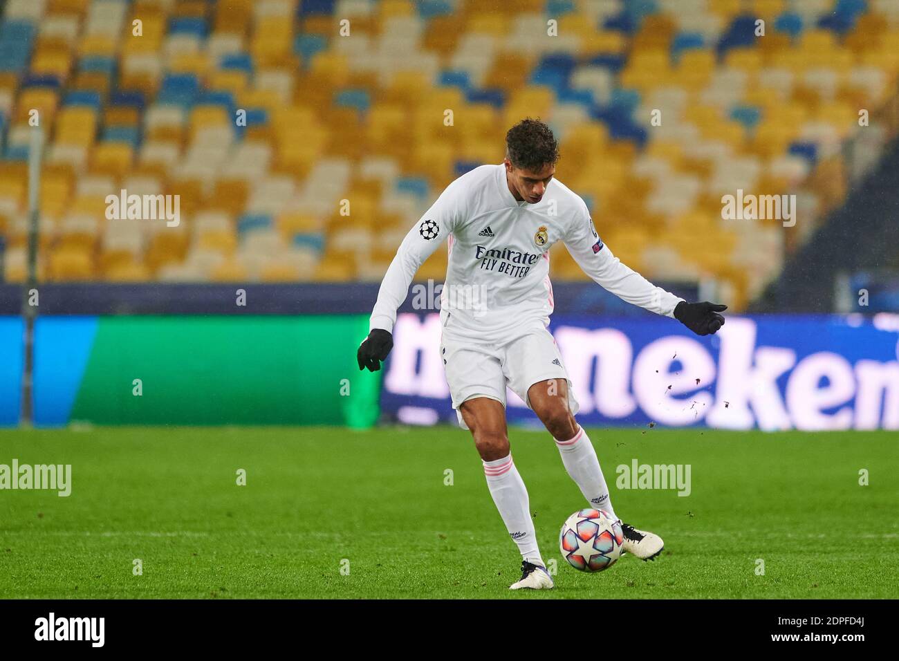 KYIV, UKRAINE - DECEMBER 1, 2020: Raphael Varane. The football match of ...