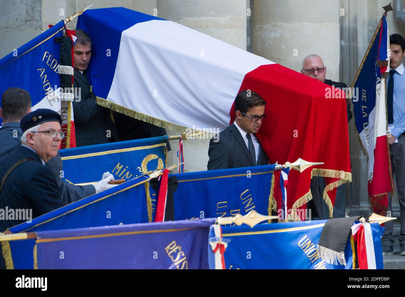 The coffin at the funeral ceremony of former French Interior Minister ...