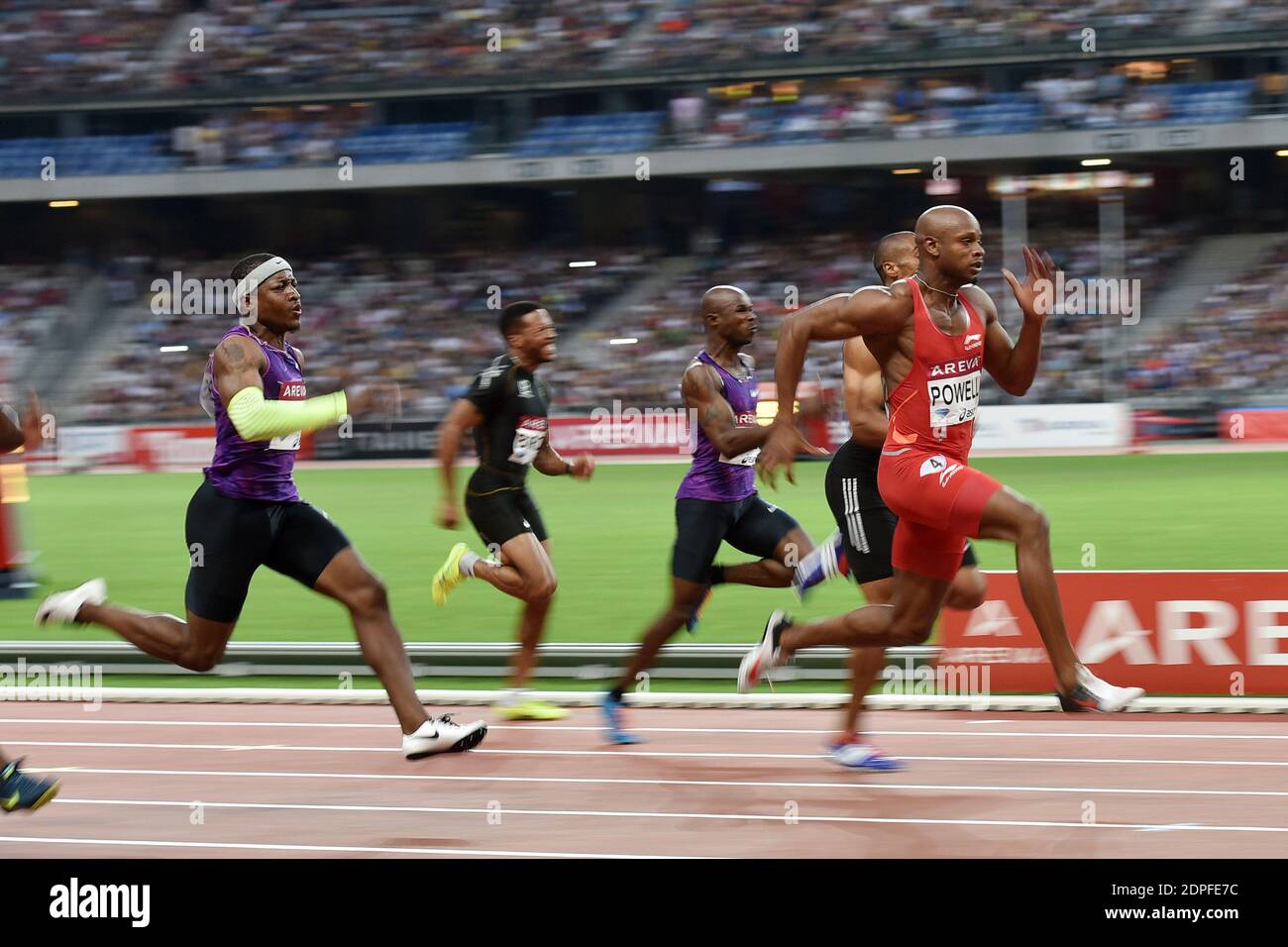Asafa Powell during the Men's 100m race at the IAAF Diamond League ...