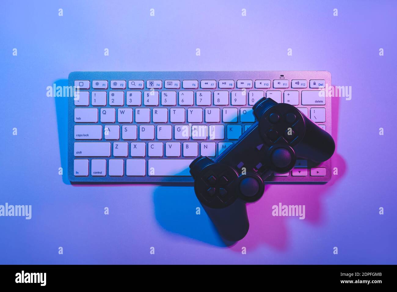 Gamepad on keyboard view hi-res stock photography and images - Alamy