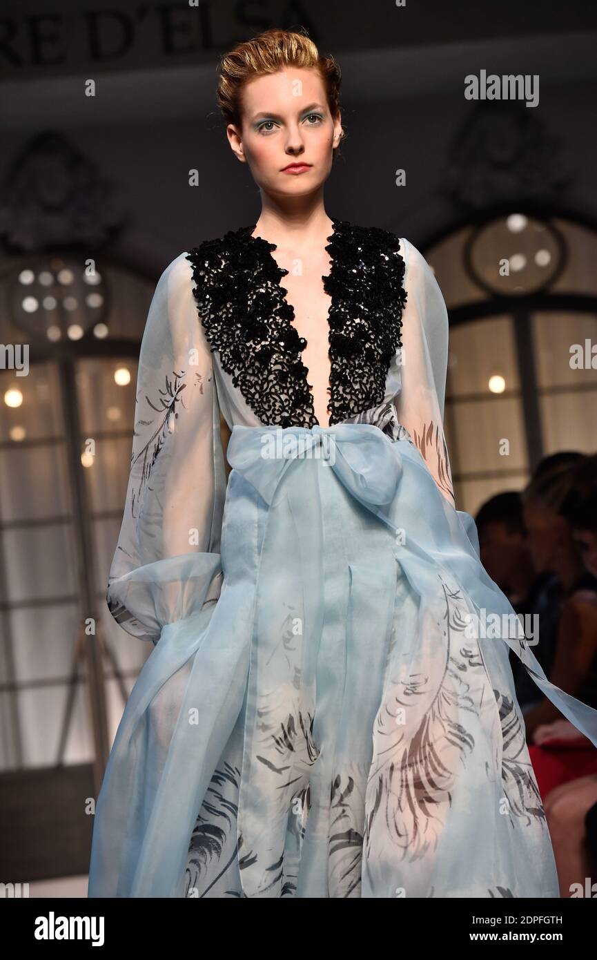 A model displays a creation by designer Bertrand Guyon for Schiaparelli ...