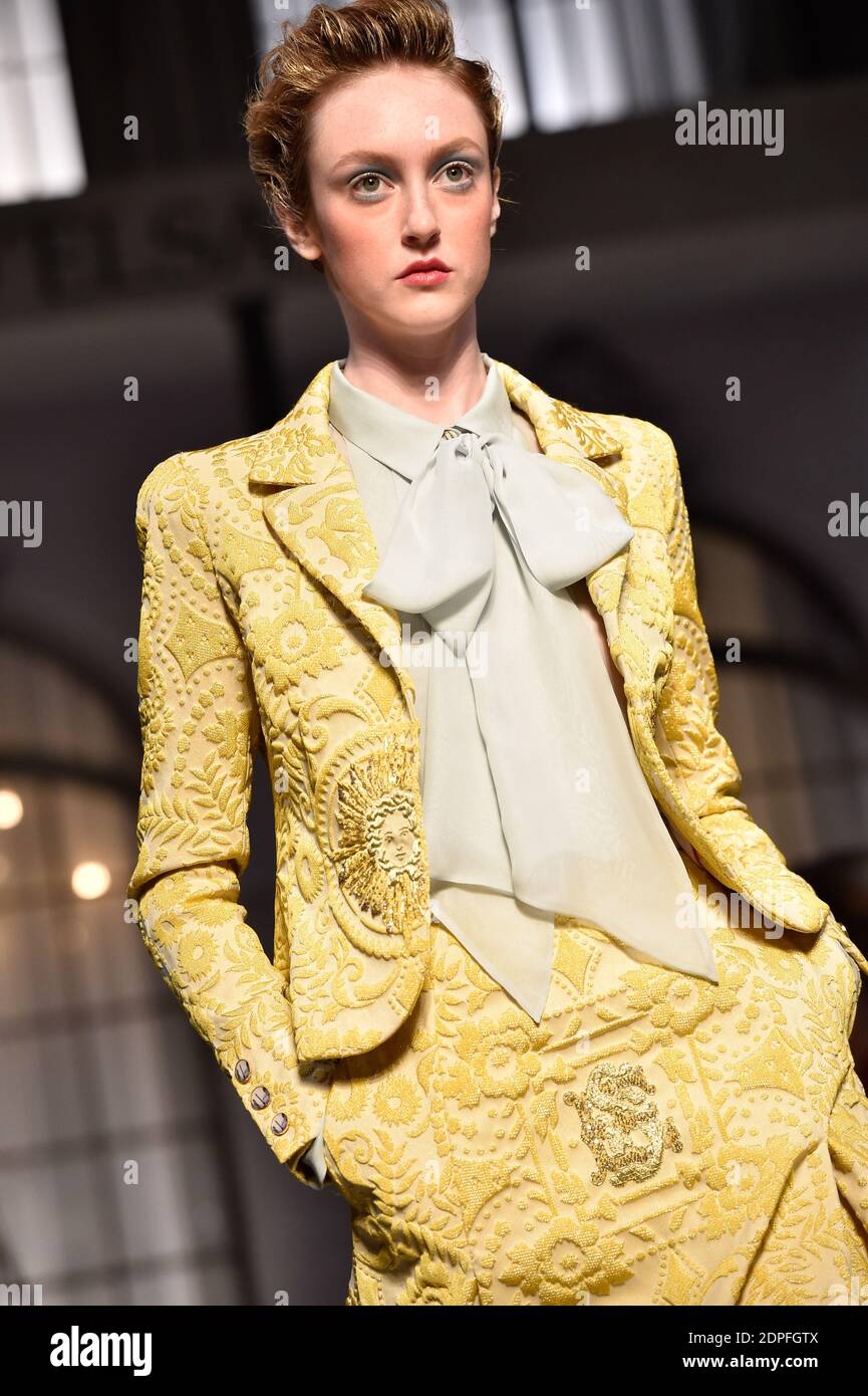 A model displays a creation by designer Bertrand Guyon for Schiaparelli ...