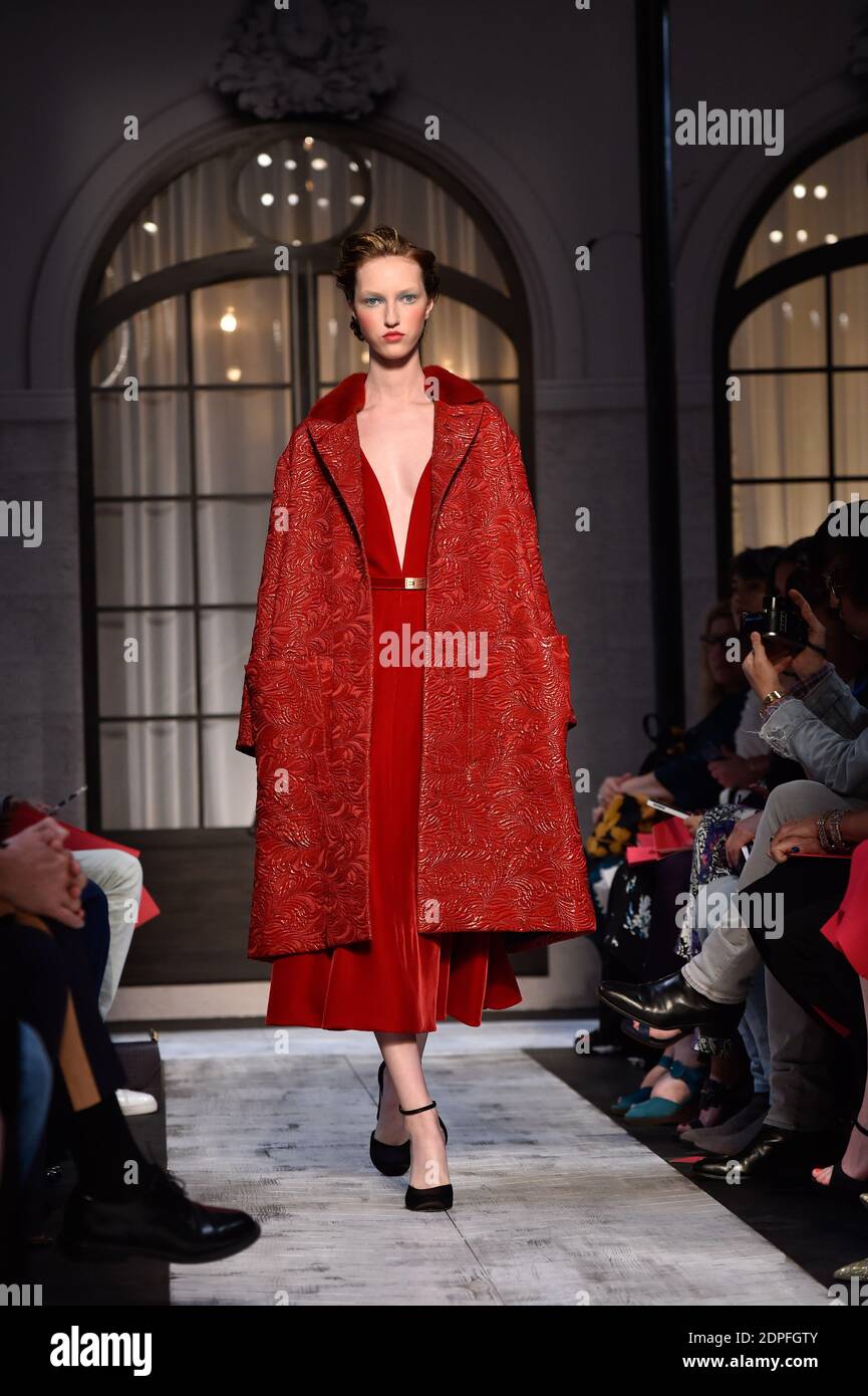 A model displays a creation by designer Bertrand Guyon for Schiaparelli ...