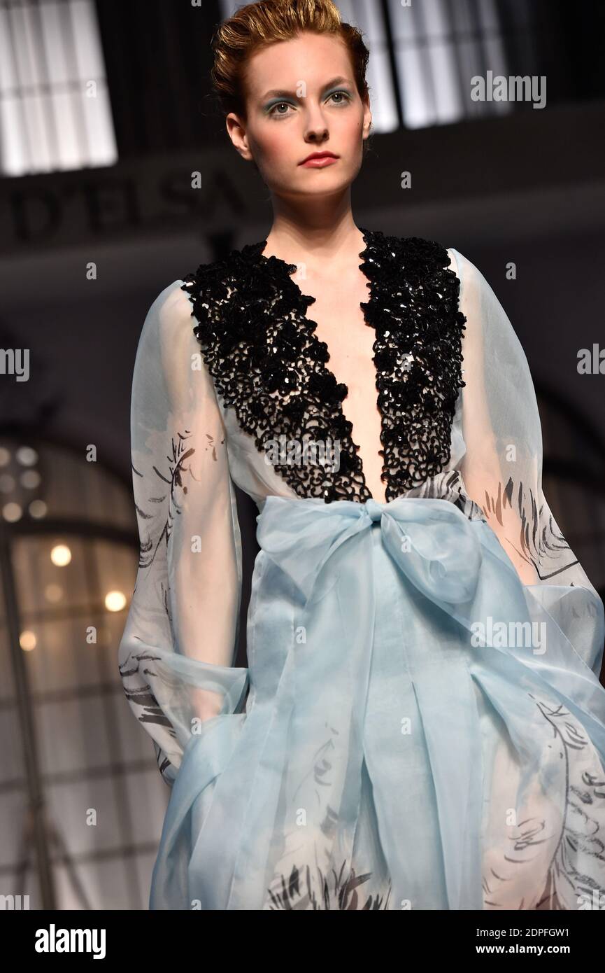 A model displays a creation by designer Bertrand Guyon for Schiaparelli ...