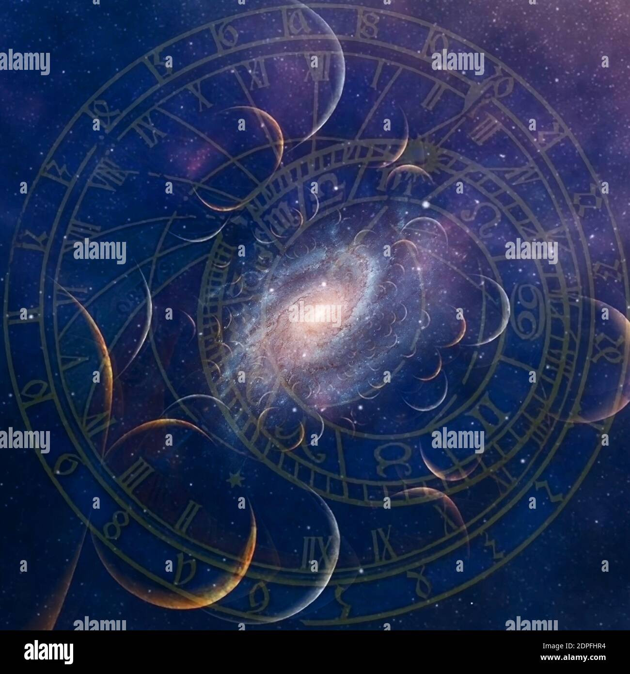 Zodiac clock. Space and planets Stock Photo - Alamy