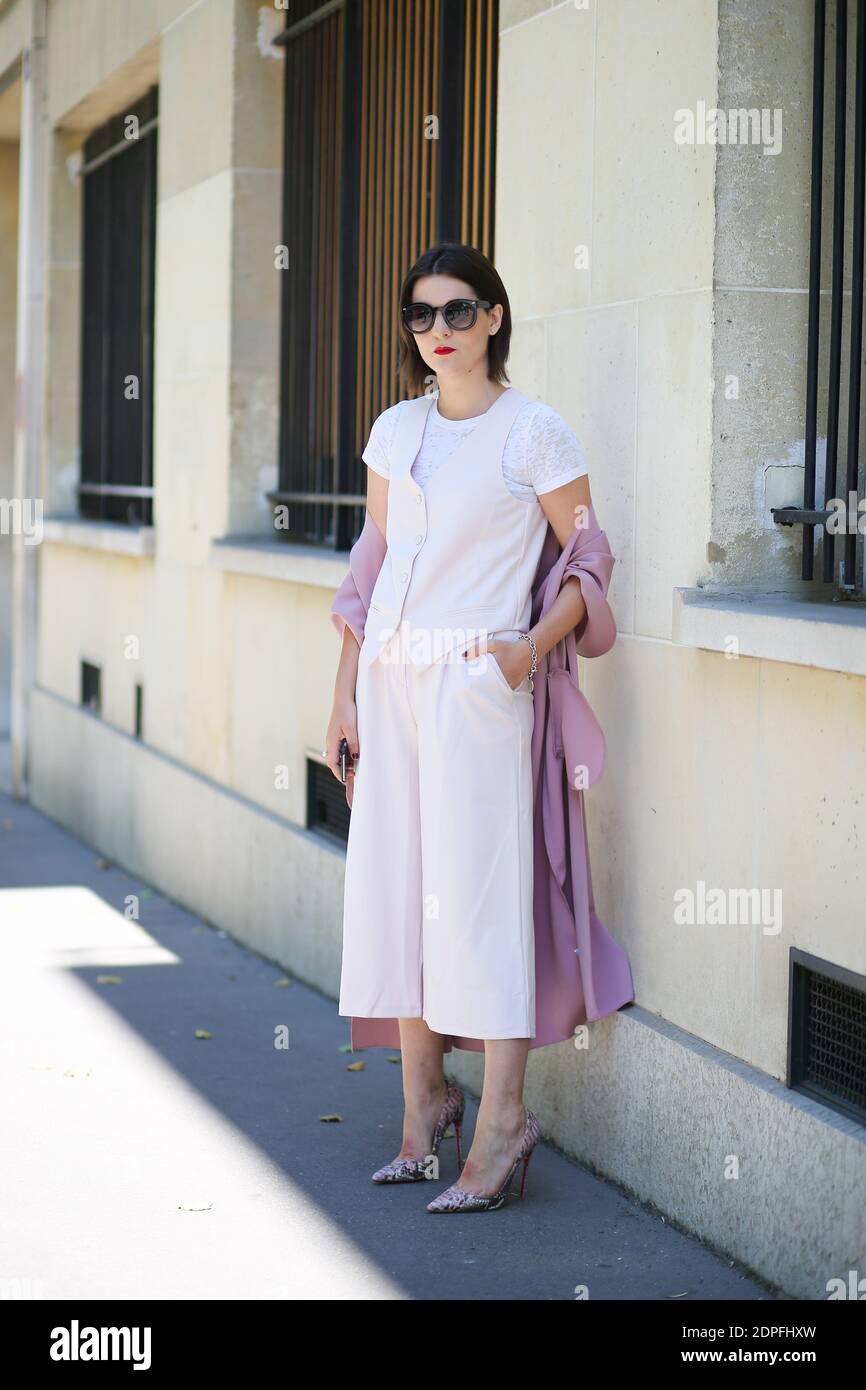 Street style, Irene Buffa arriving at Dior Fall-Winter 2015-2016 Haute Couture show held at ...