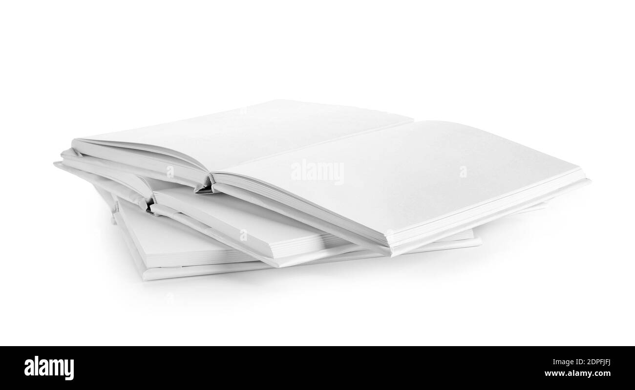 Blank books isolated on white background Stock Photo - Alamy