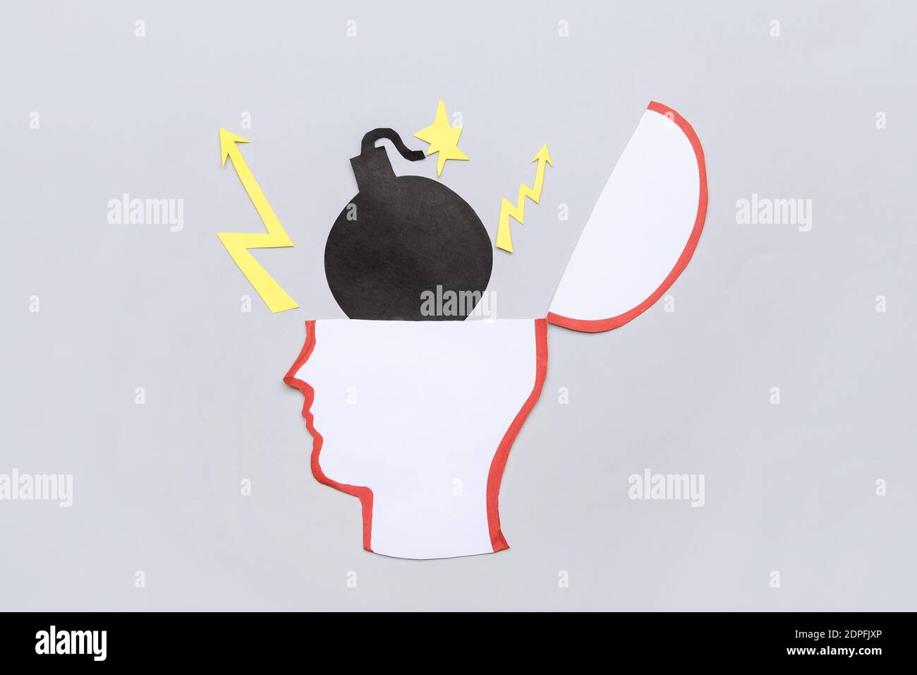 Bomb in human head on light background. Concept of stress Stock Photo ...