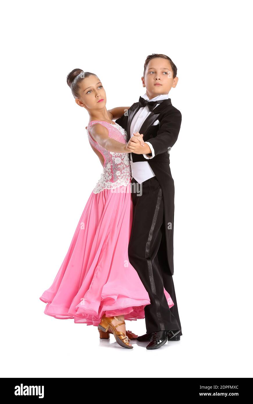 Cute little children dancing against white background Stock Photo - Alamy
