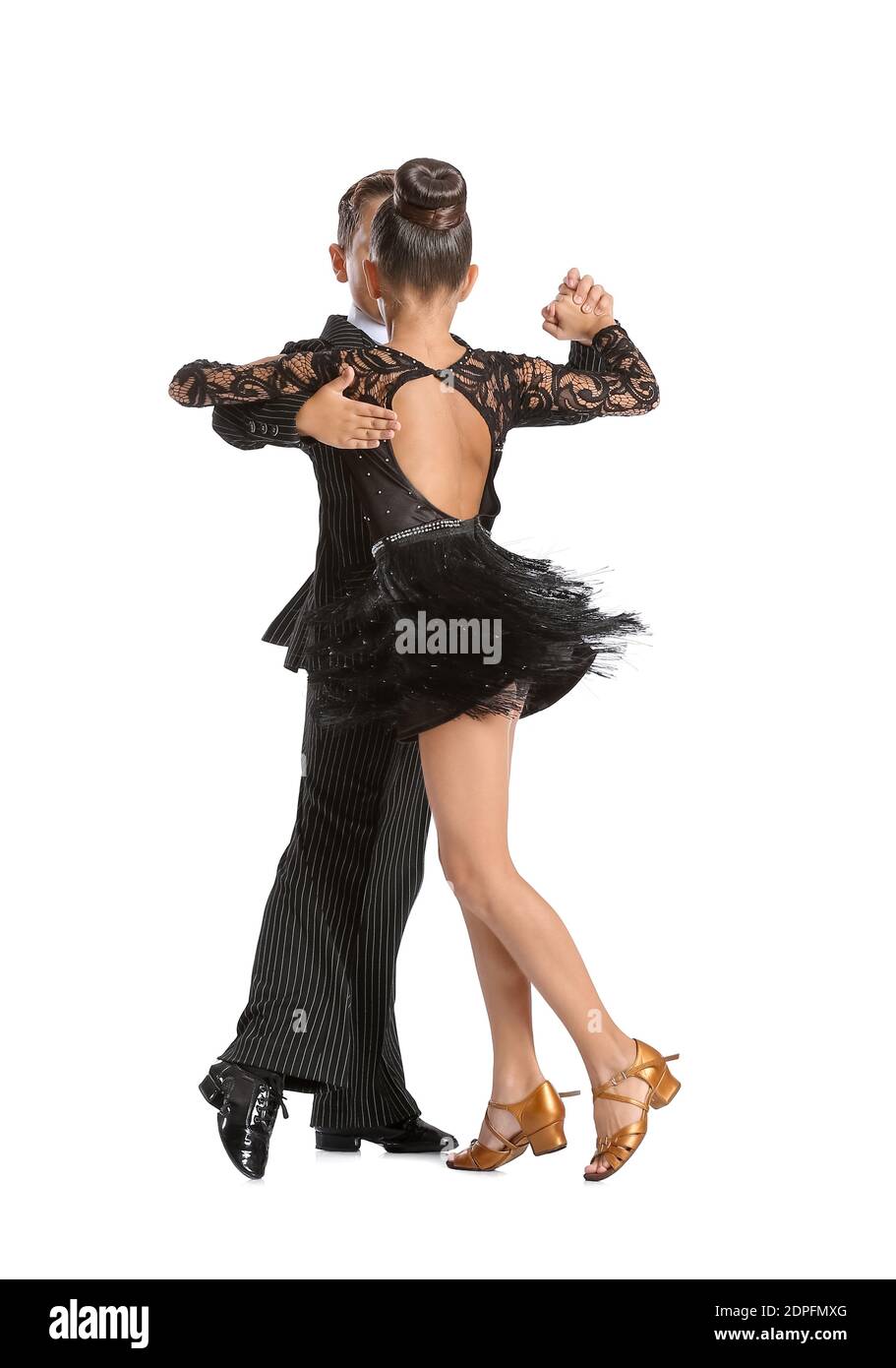 Cute little children dancing against white background Stock Photo - Alamy
