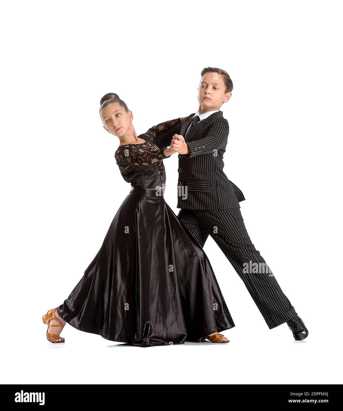 Cute little children dancing against white background Stock Photo - Alamy