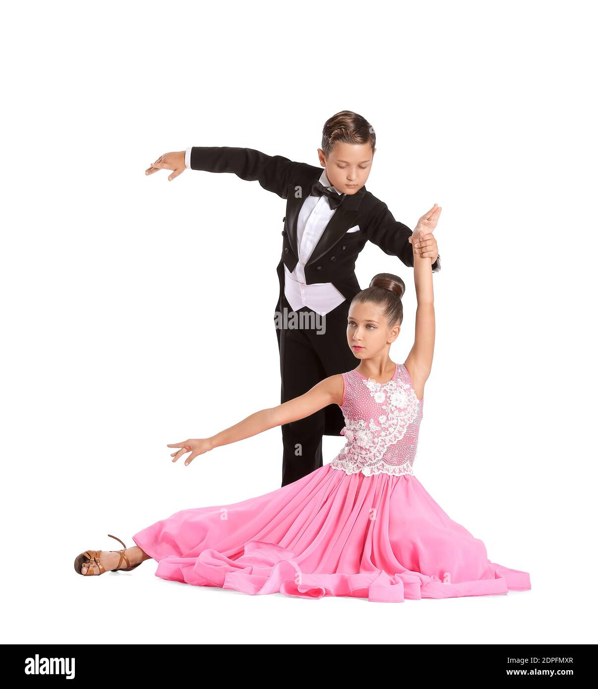 Cute little children dancing against white background Stock Photo - Alamy
