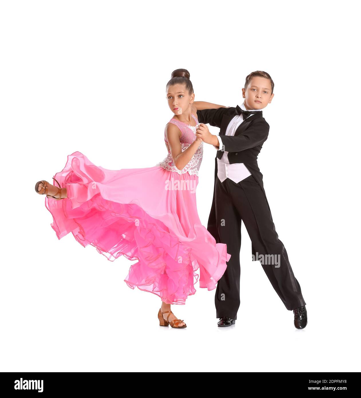 Cute little children dancing against white background Stock Photo - Alamy