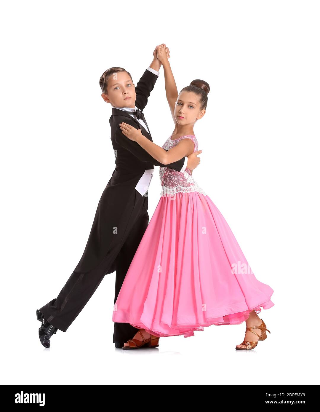 Cute little children dancing against white background Stock Photo - Alamy