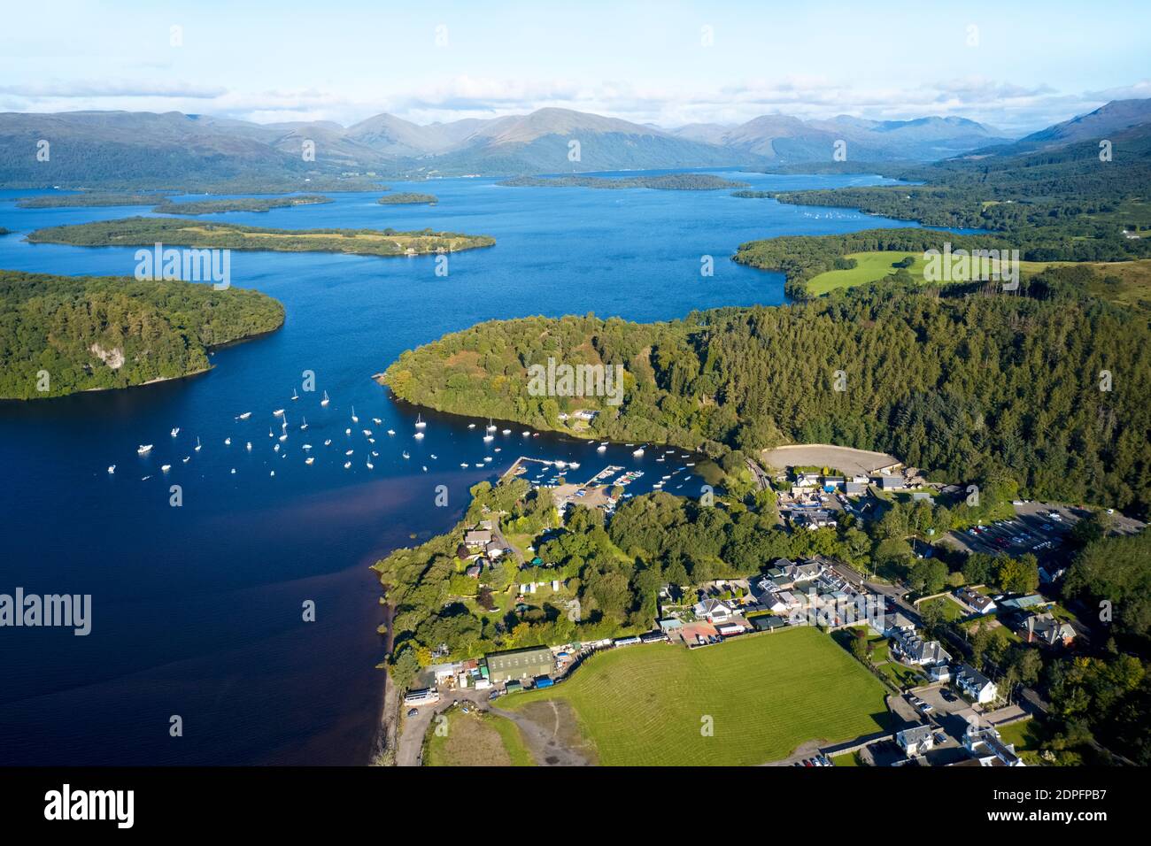 Aerial view of Balmaha Scottish village at Loch Lomond Stock Photo - Alamy
