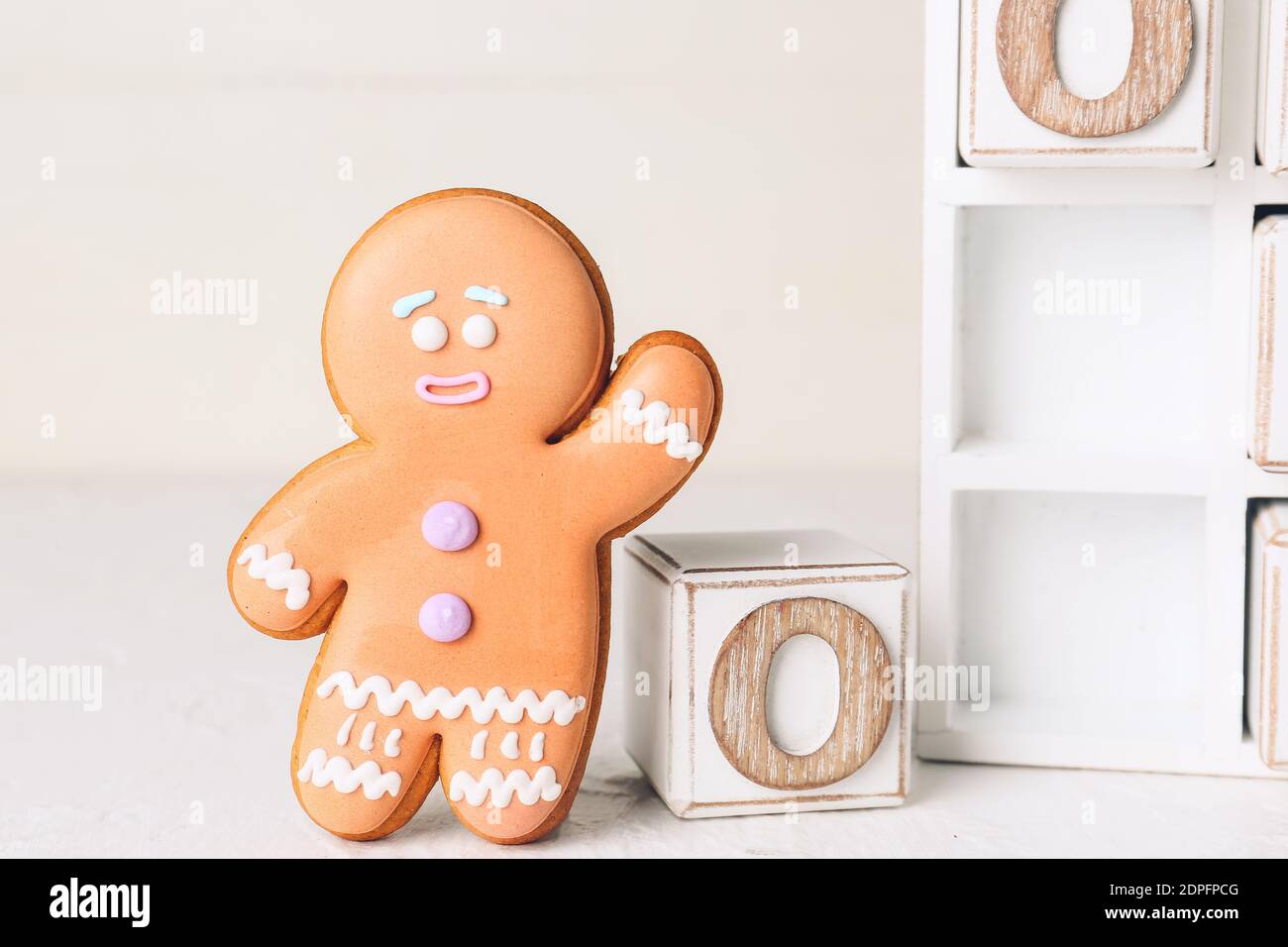 Gingerbread cookie with tick-tack-toe game on white background Stock ...