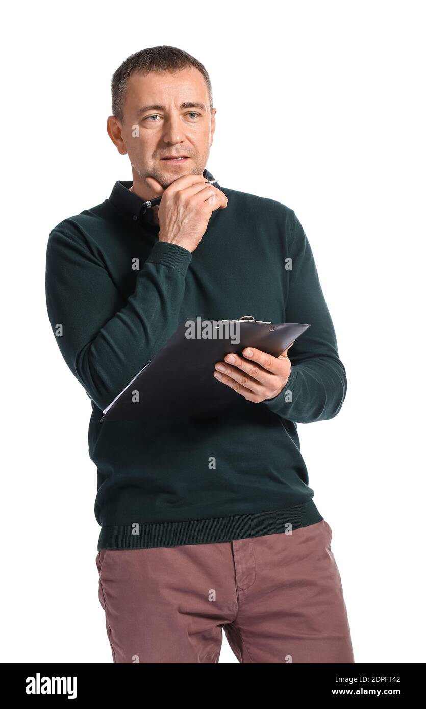Portrait of male psychologist on white background Stock Photo - Alamy