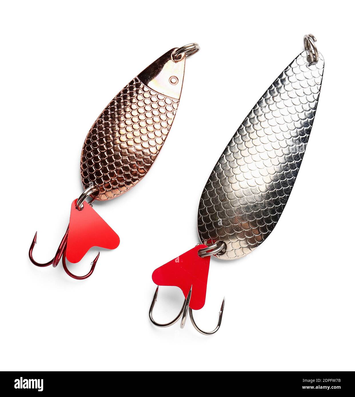 Fishing jigs on white background Stock Photo - Alamy