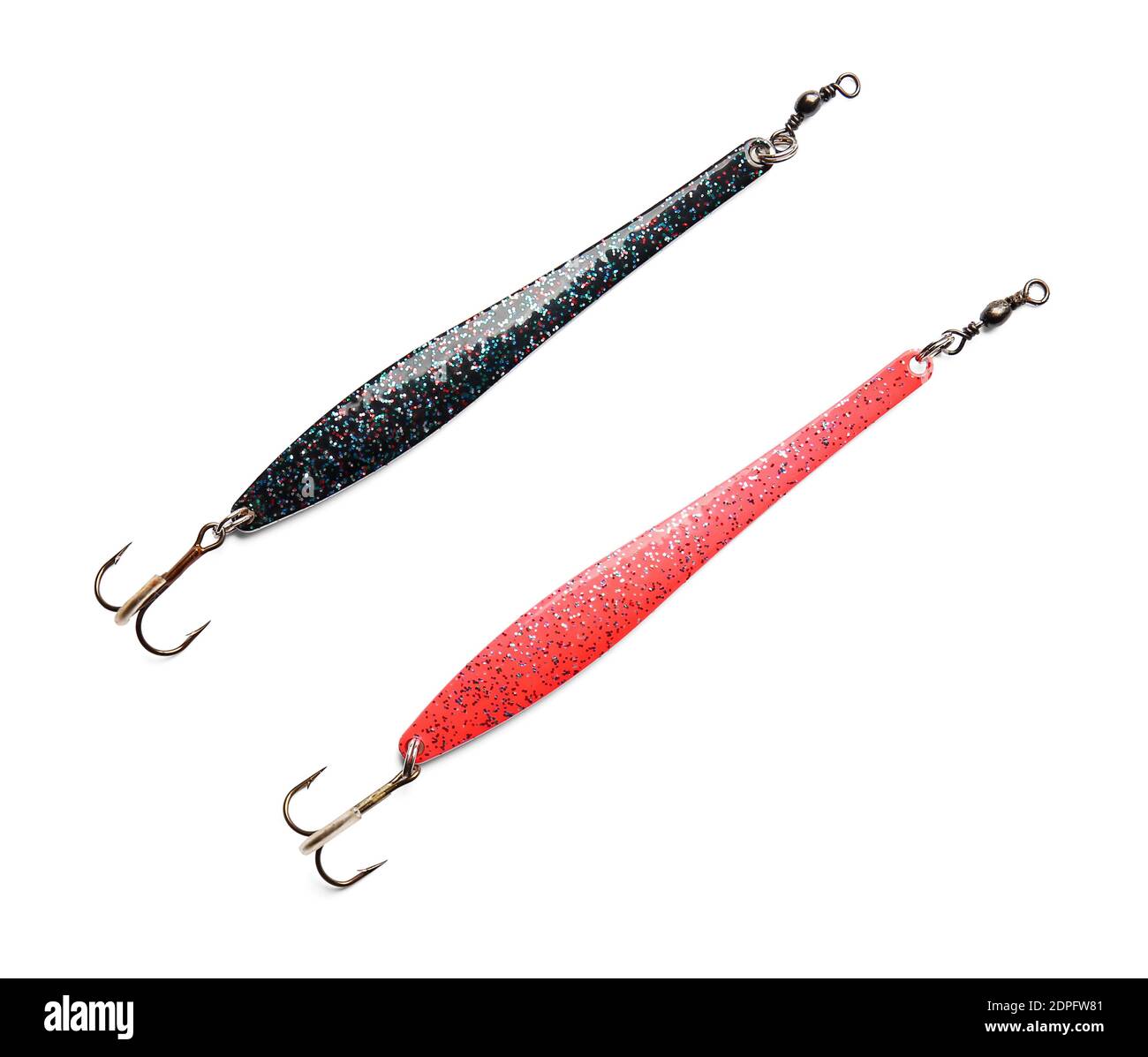 Fishing jigs on white background Stock Photo - Alamy