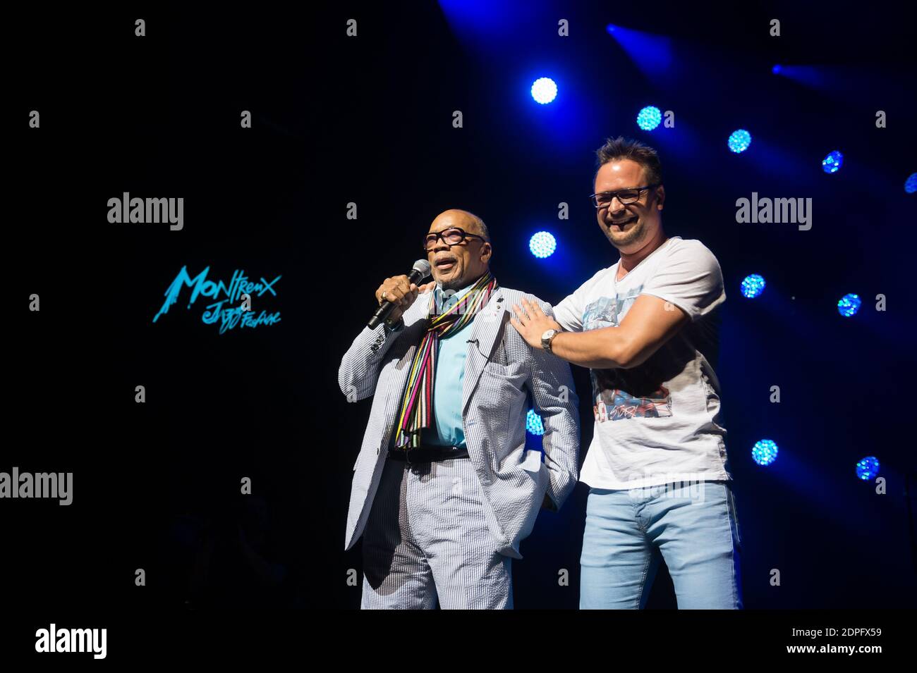 Quincy Jones and Mathieu Jaton perform live on stage at Montreux Jazz ...