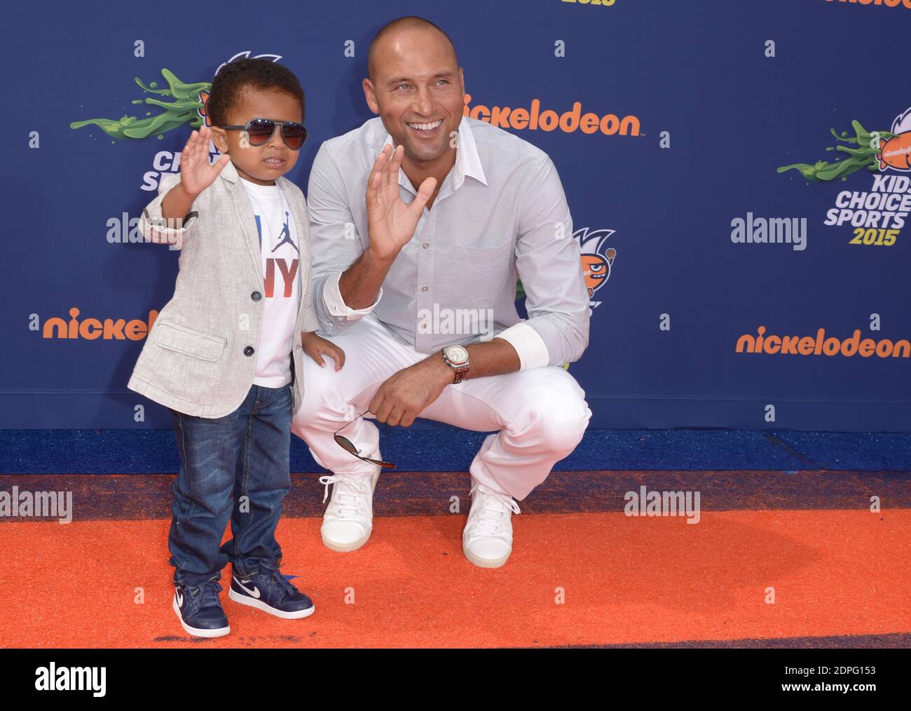 Derek Jeter and Jalen Jeter-Martin attend the Nickelodeon Kids' Choice ...