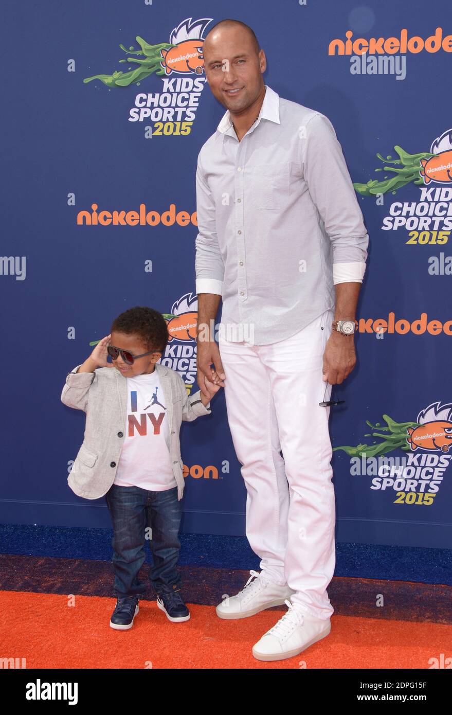 Derek Jeter and Jalen Jeter-Martin attend the Nickelodeon Kids' Choice ...