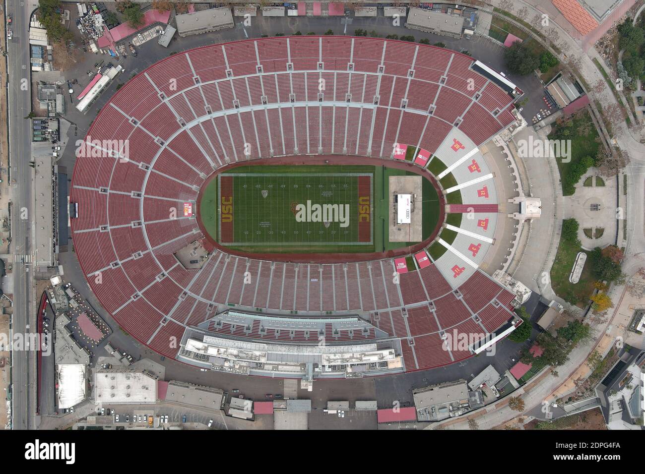 A general view of the Los Angeles Memorial Coliseum, Monday, Dec. 7 ...