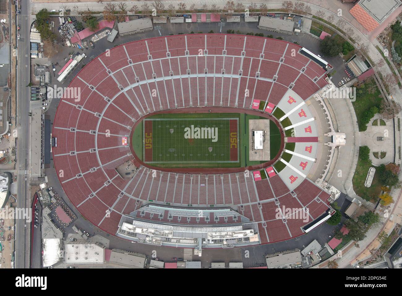 A general view of the Los Angeles Memorial Coliseum, Monday, Dec. 7 ...