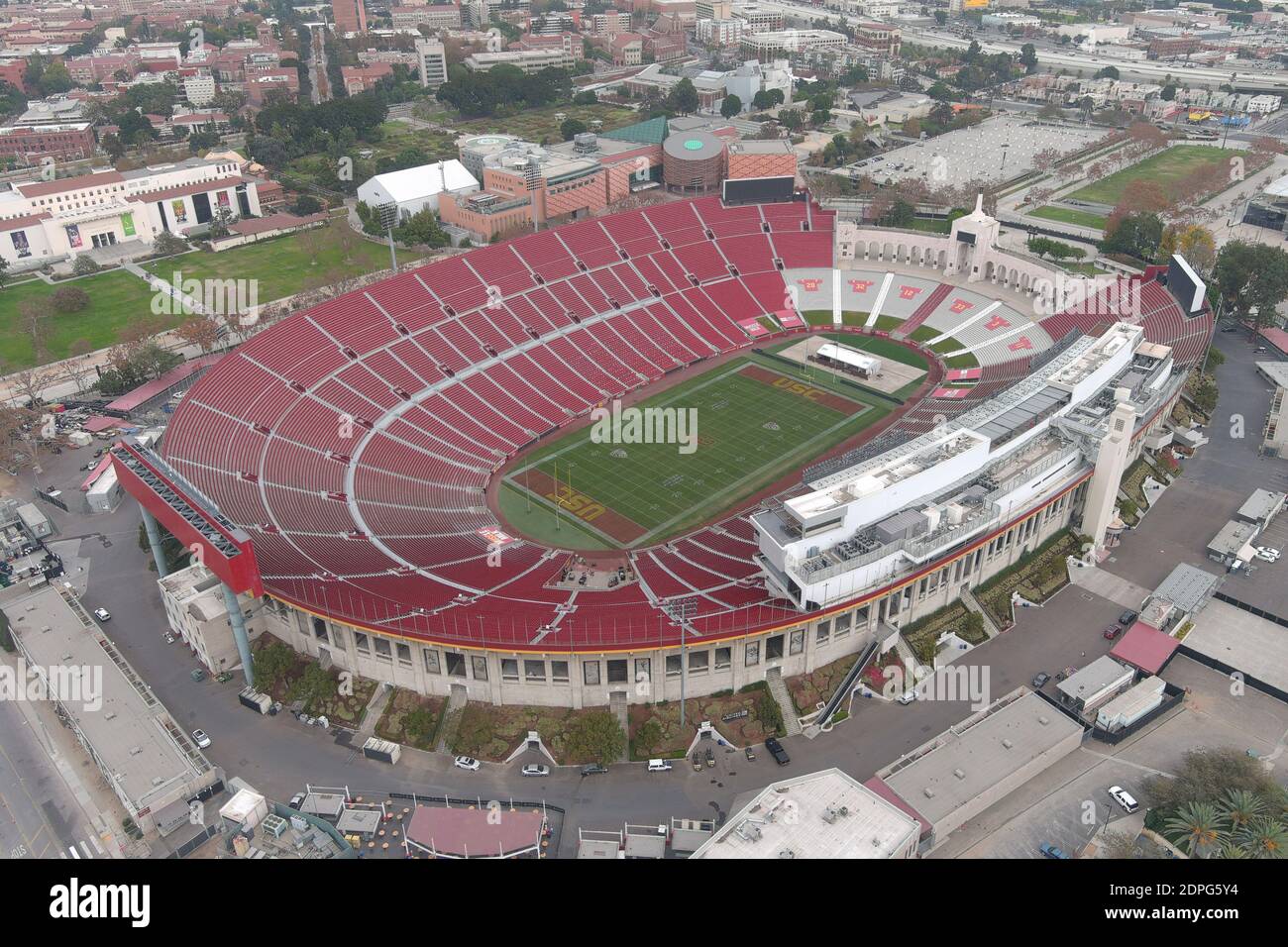 A general view of the Los Angeles Memorial Coliseum, Monday, Dec. 7 ...