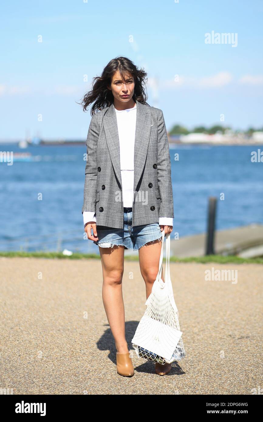 Street style, fashion blogger Irina Lakicvic arriving at Baum und ...