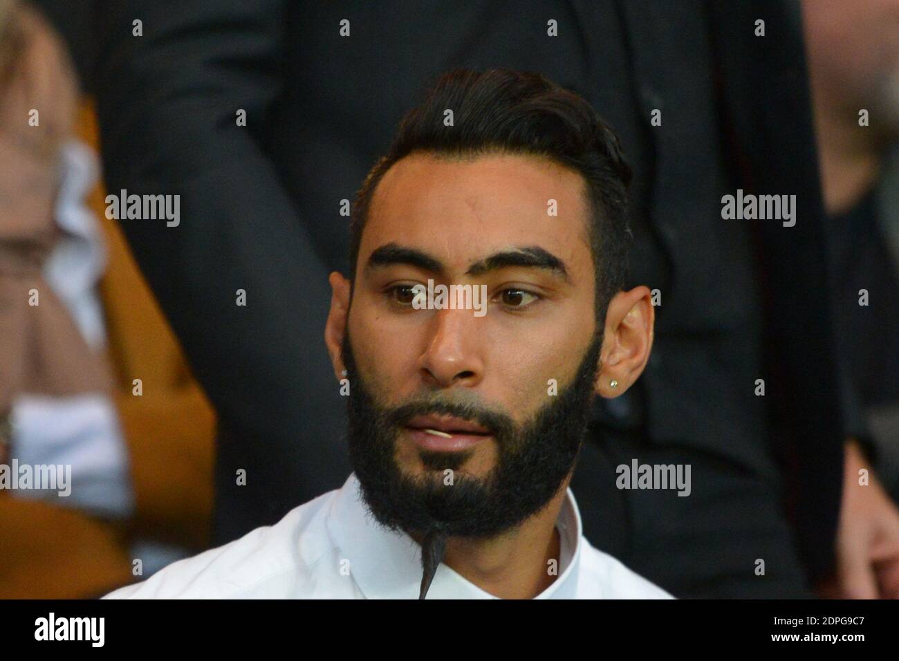 Rapper La Fouine attending the French First League soccer match Paris ...