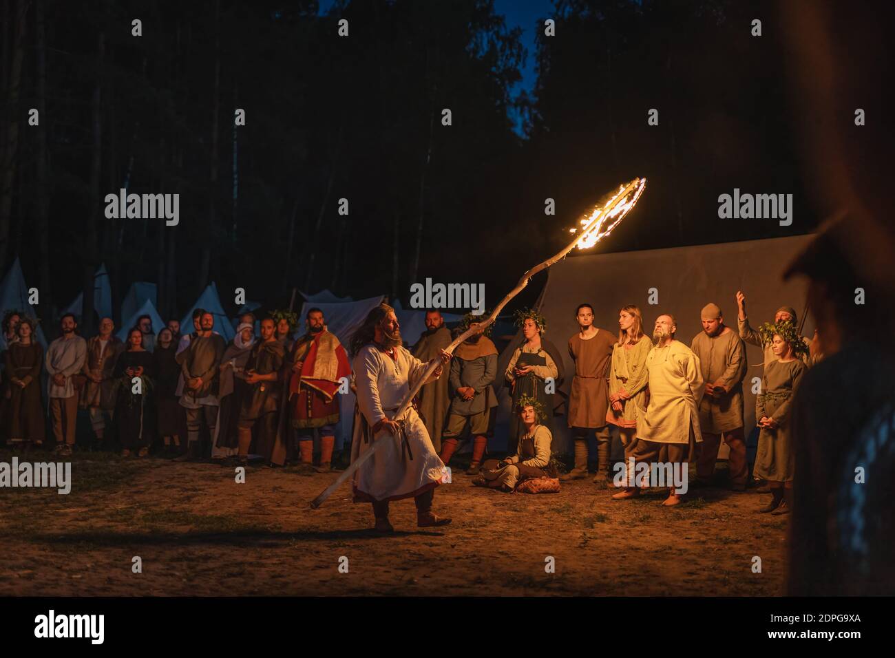 Cedynia Poland June 2019 Pagan reenactment of Kupala Night, called in ...