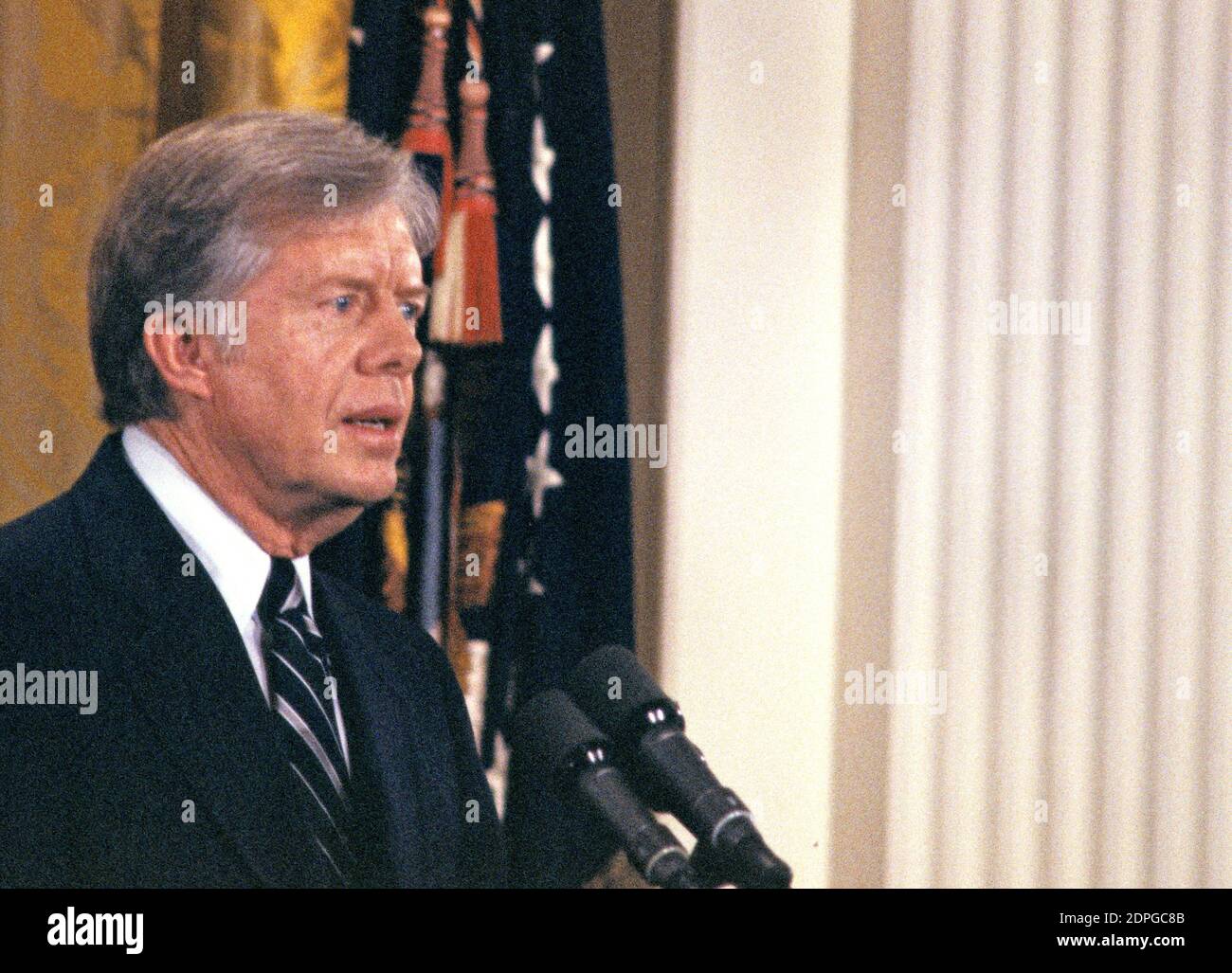United States President Jimmy Carter holds a press conference in the ...