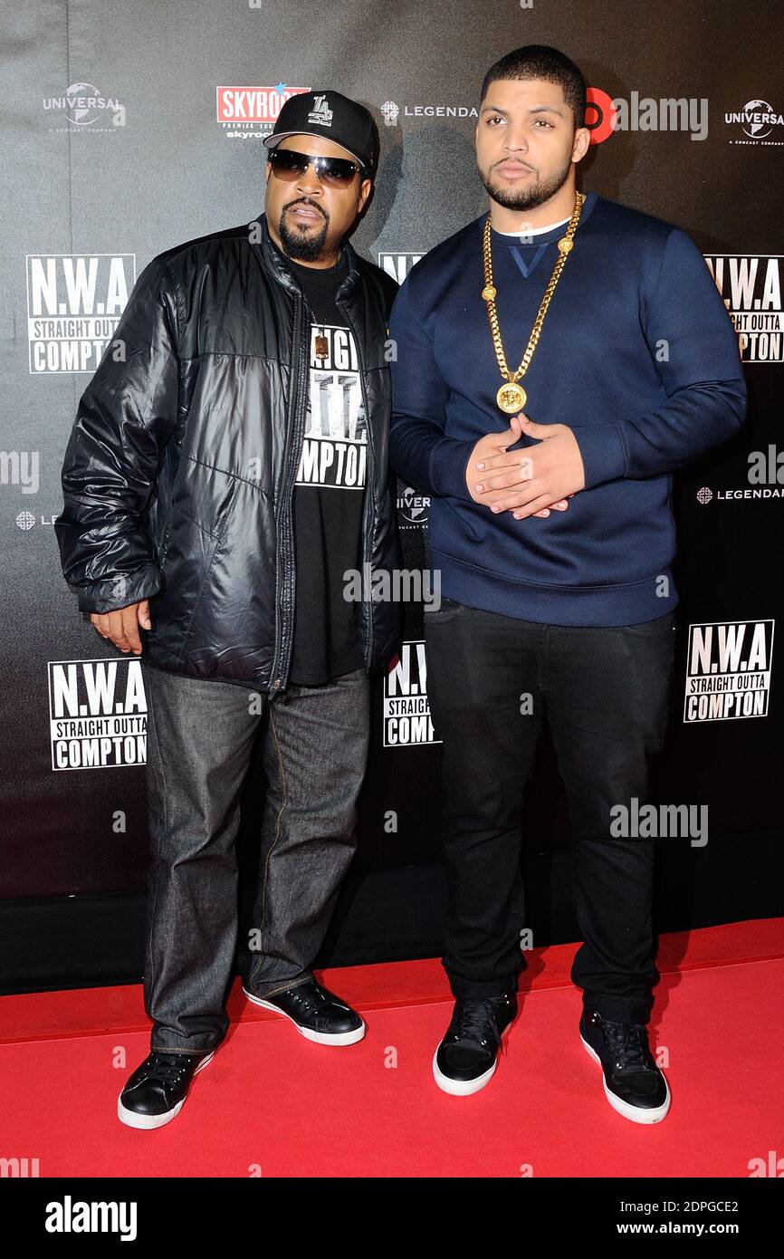 Ice Cube and O'Shea Jackson Jr. attending the Straight Outta Compton ...