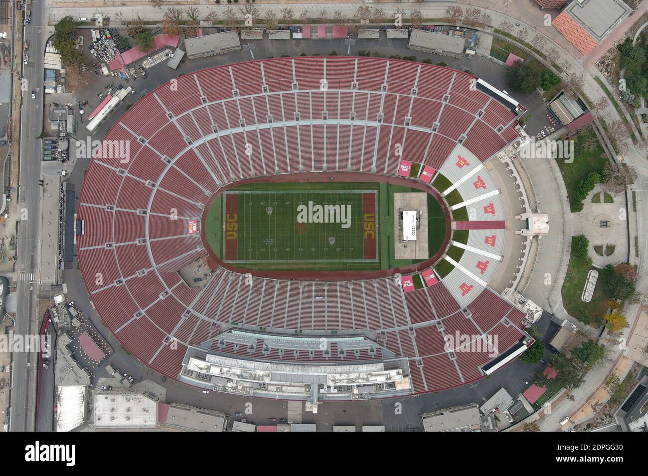 A general view of the Los Angeles Memorial Coliseum, Monday, Dec. 7 ...