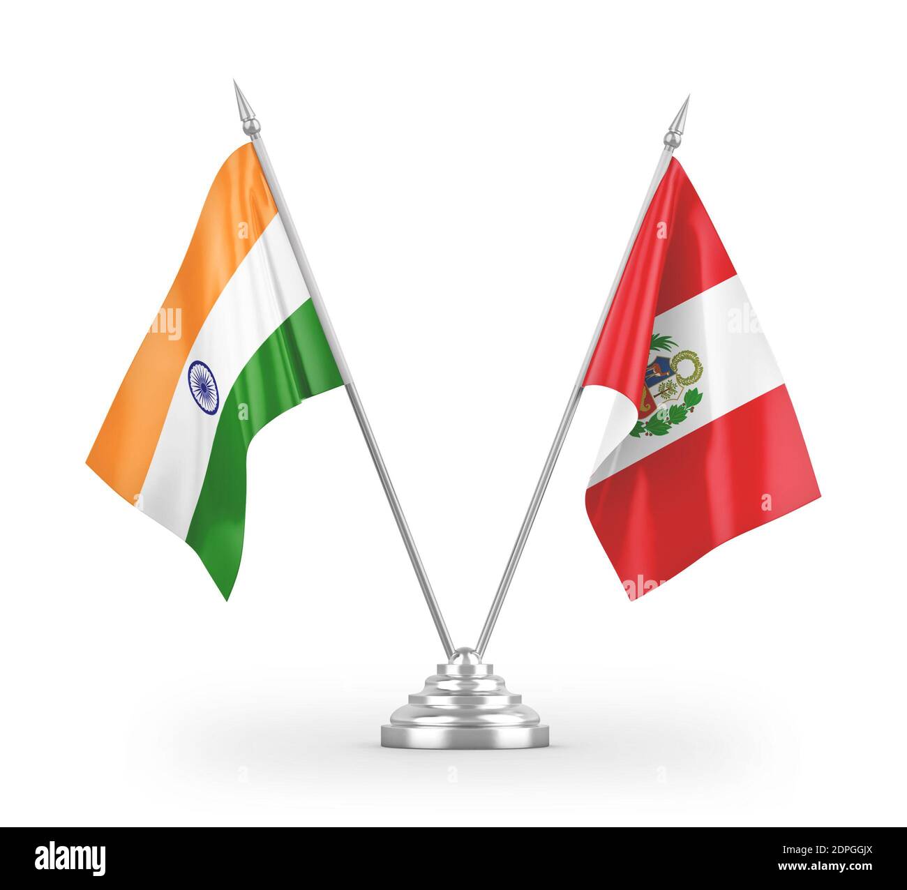 Peru and India table flags isolated on white 3D rendering Stock Photo ...