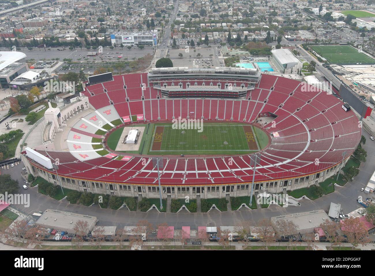 A general view of the Los Angeles Memorial Coliseum, Monday, Dec. 7 ...