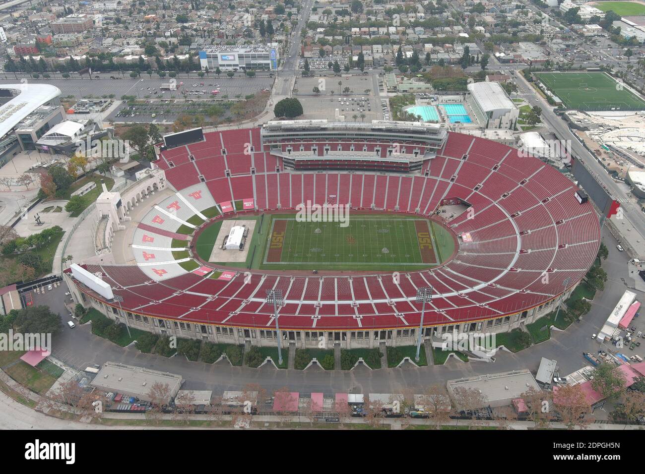 A general view of the Los Angeles Memorial Coliseum, Monday, Dec. 7 ...