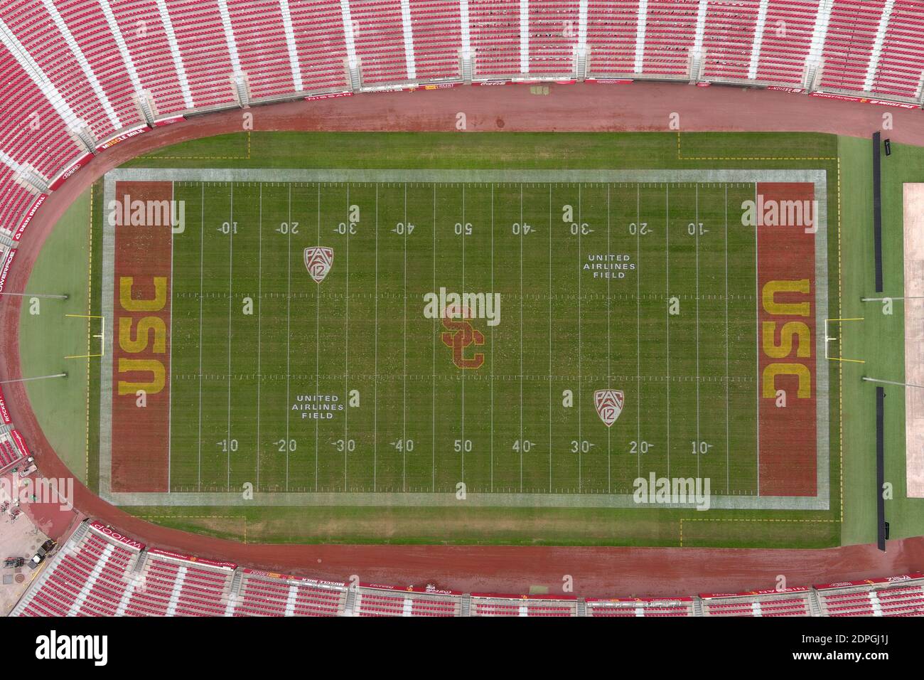 A general view of the Los Angeles Memorial Coliseum football field ...
