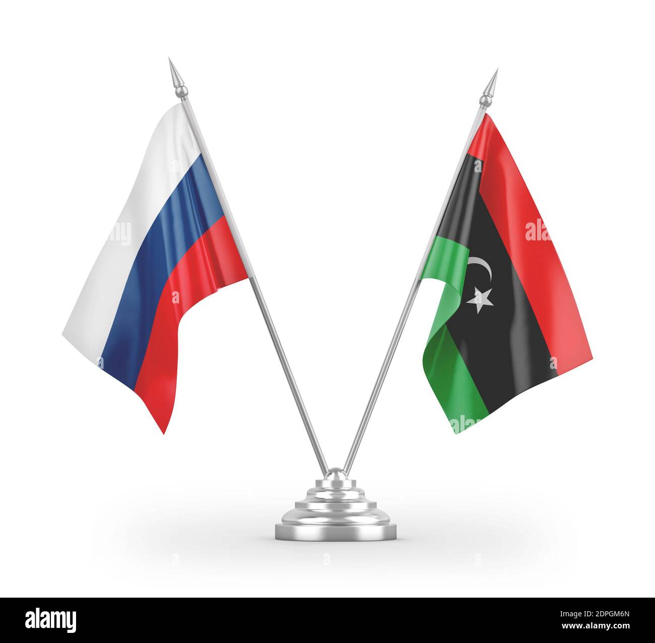 Libya and Russia table flags isolated on white 3D rendering Stock Photo ...