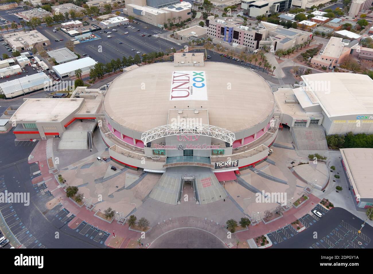 An aerial view of the Thomas & Mack Center of the University of Nevada ...