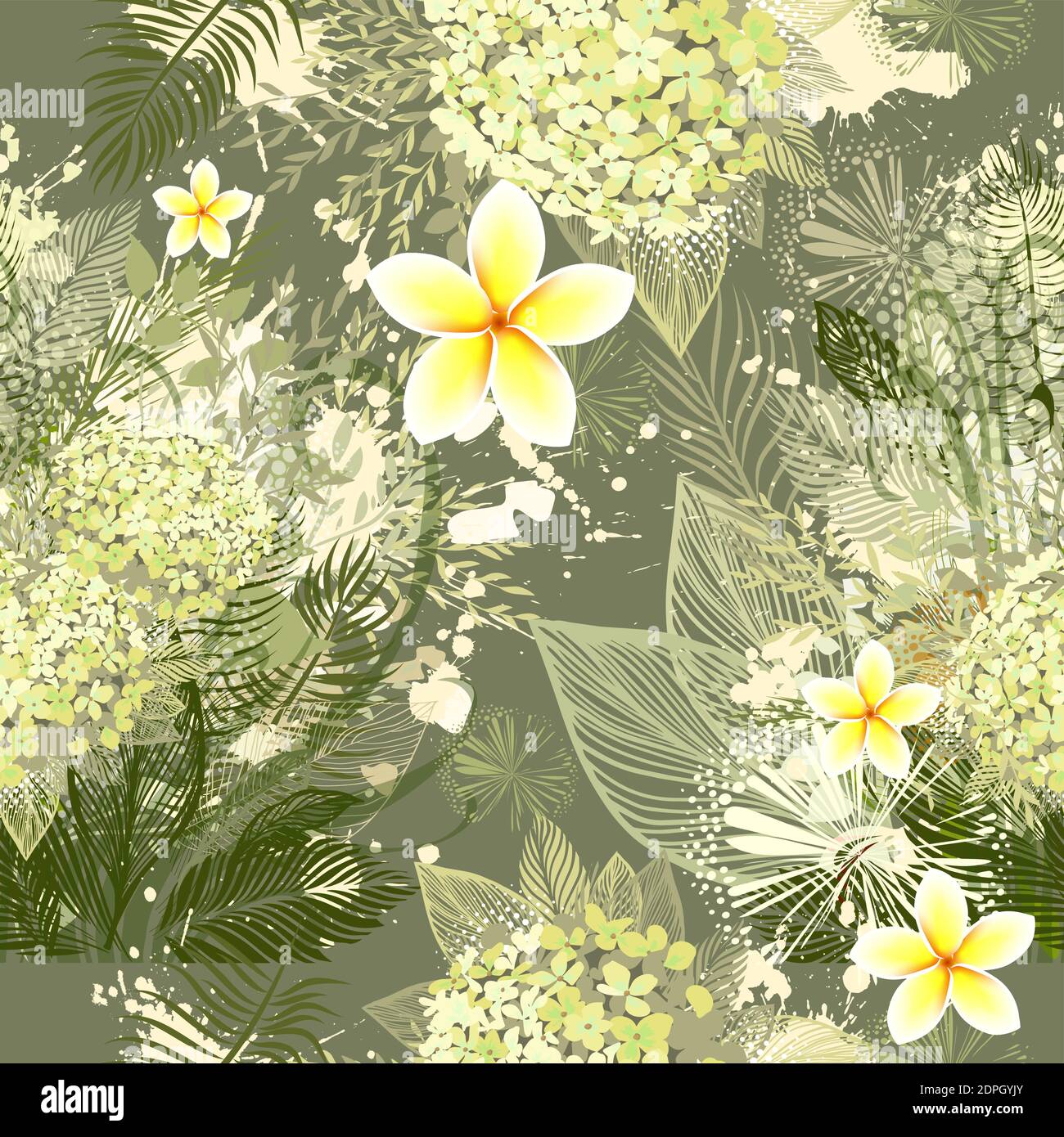 Gentle Vintage Botanical Seamless Background with Hydrangea. Botanical ...
