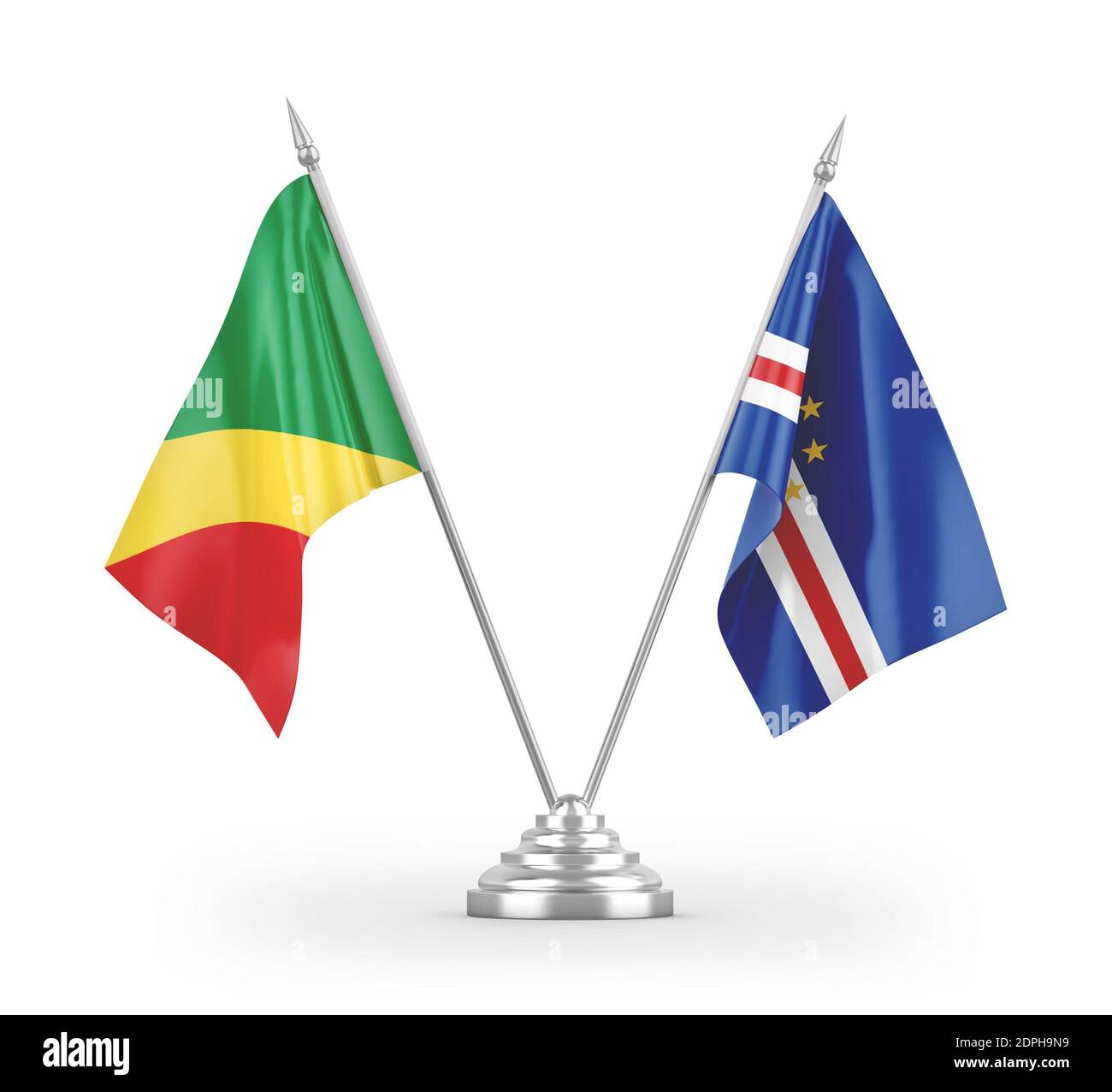 Cabo Verde and Congo table flags isolated on white 3D rendering Stock ...
