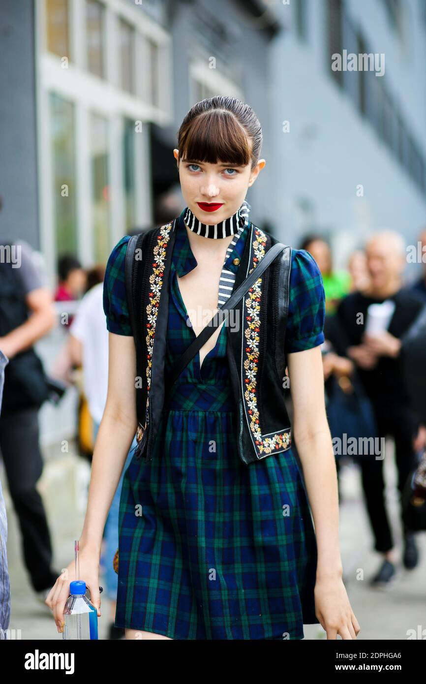 Street style, model Grace Hartzel after Jason Wu Spring Summer 2016 ...