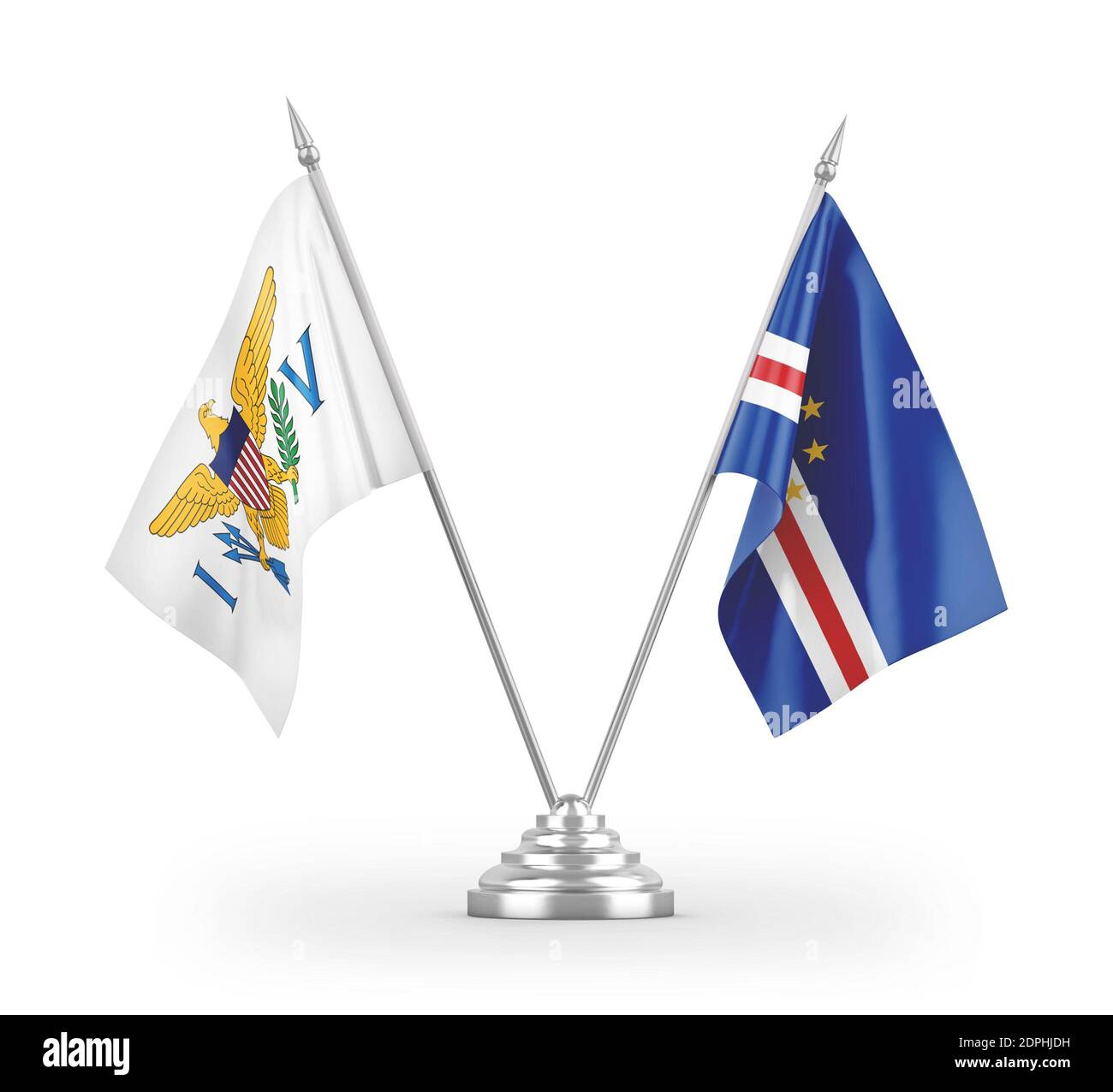 Cabo Verde and Virgin Islands United States table flags isolated on ...