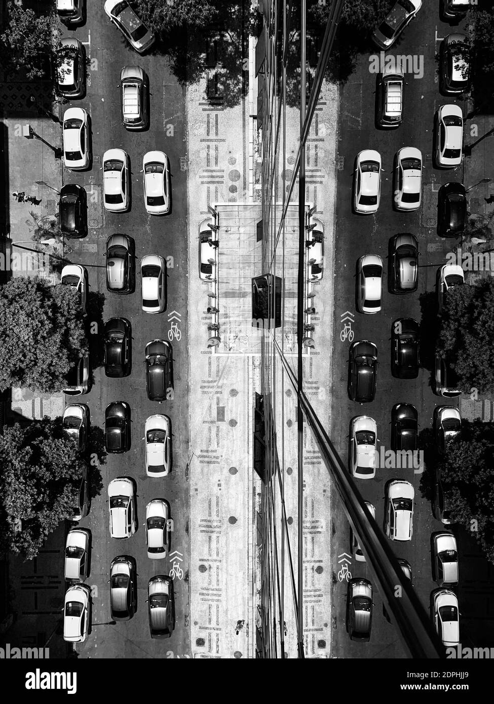 Aerial View Of Traffic On Road In City Stock Photo - Alamy