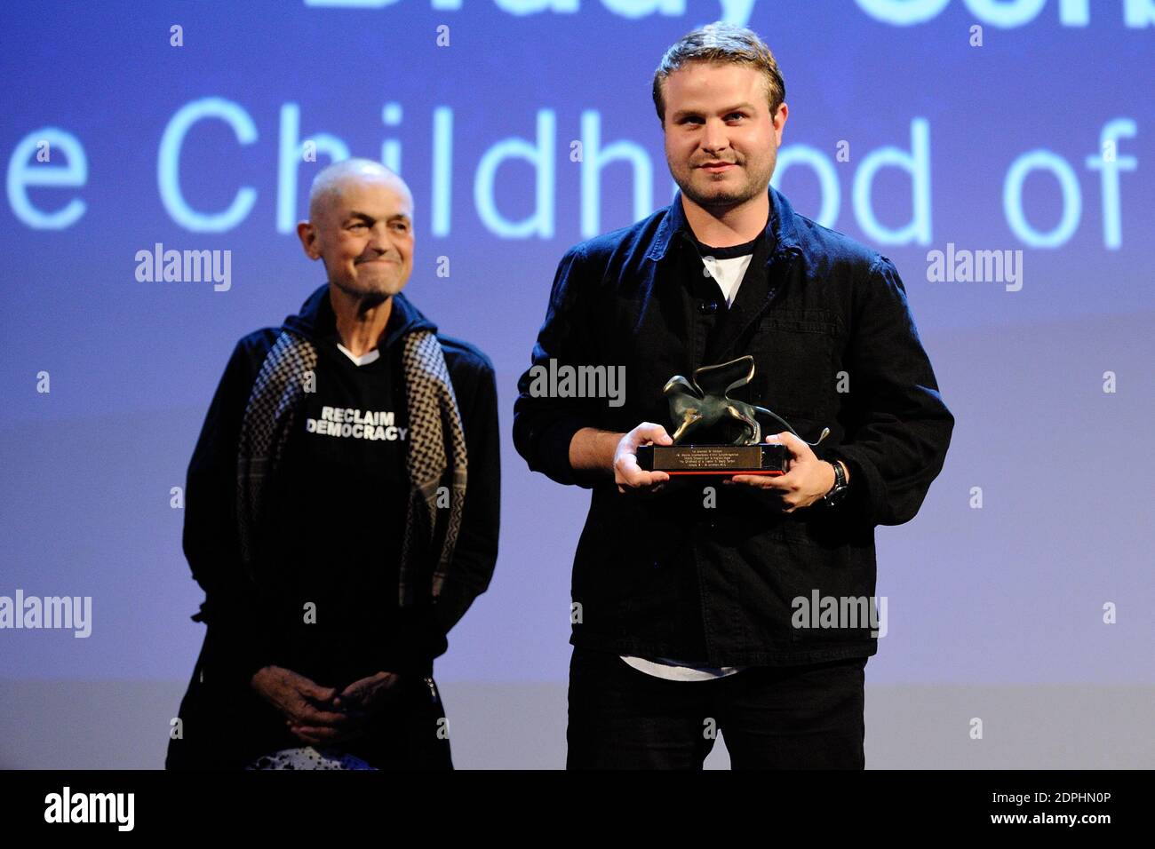 Jonathan Demme and Brady Corbet attending the closing ceremony of the ...