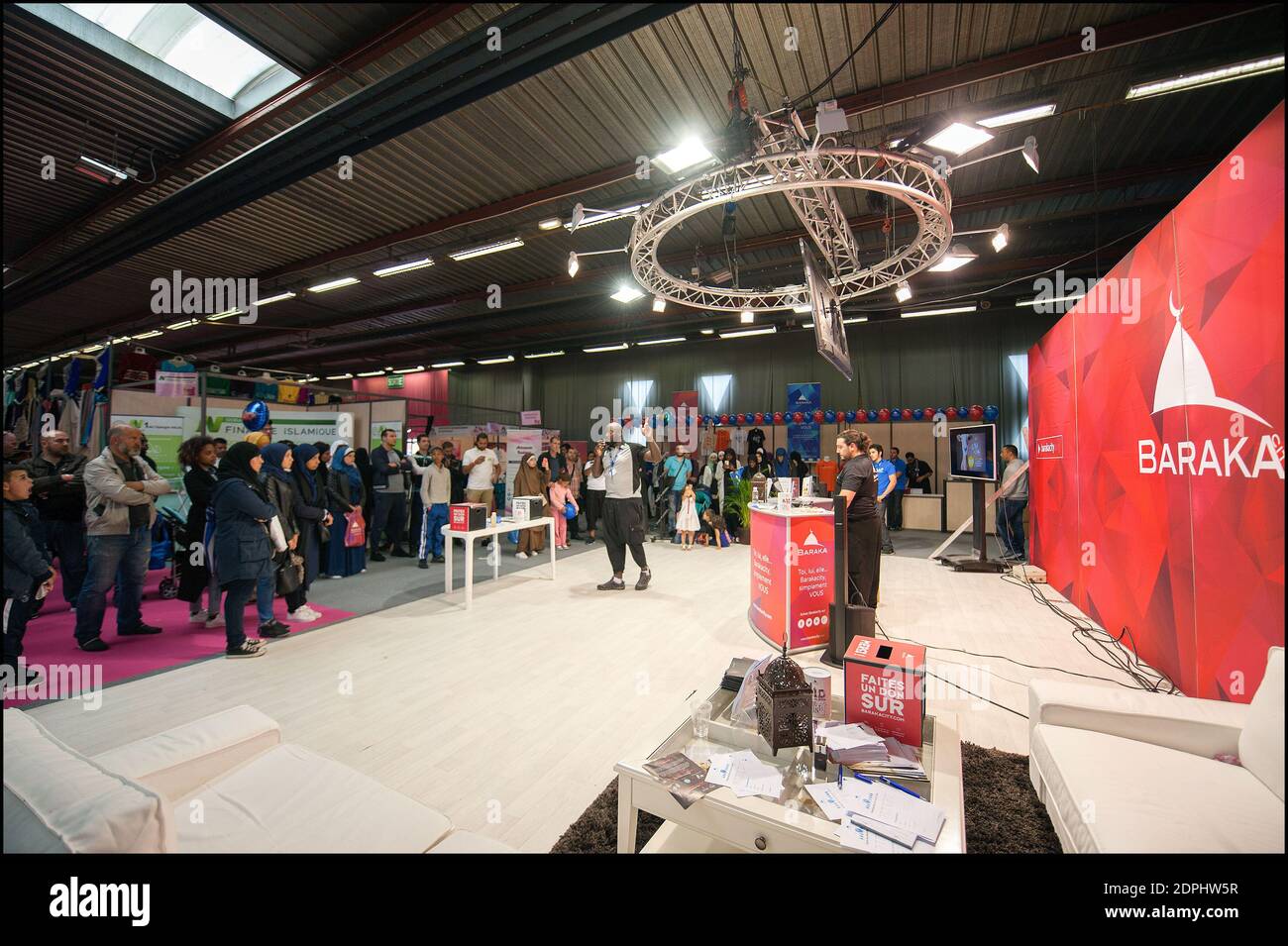 Stand Baraka during the Muslim Women Fair in Cergy-Pontoise near Paris ...